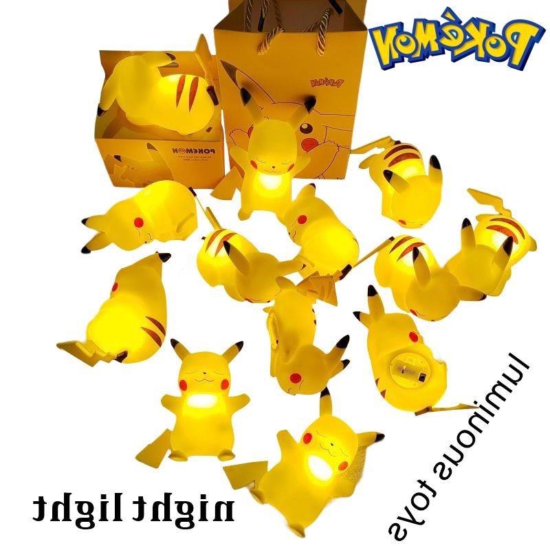 4 Моделі Справжній Покемон Пікачу Нічник Милий Мультфільм Аніме Фігурка Нічник Дитячі Світяться